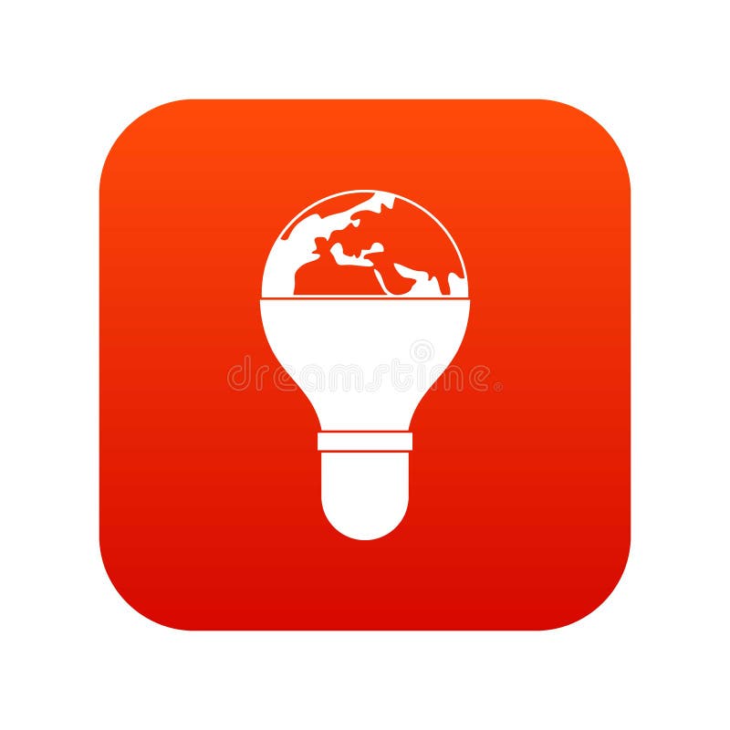 Light Bulb and Planet Earth Icon Digital Red Stock Vector ...
