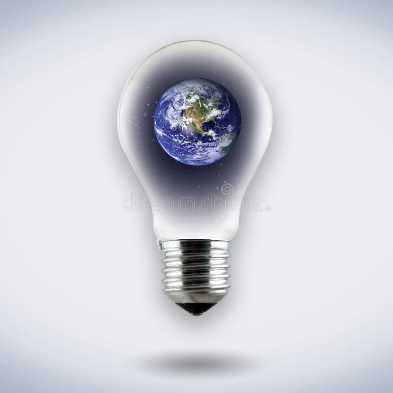 Light Bulb With Planet Earth Stock Photo - Image of carbon, innovation ...