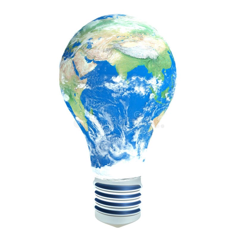 Light Bulb with Planet Earth in Place of Glass Stock Illustration ...