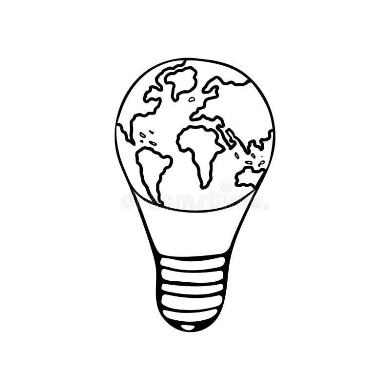 Light Bulb with a Planet Inside. Earth Hour Stock Illustration ...