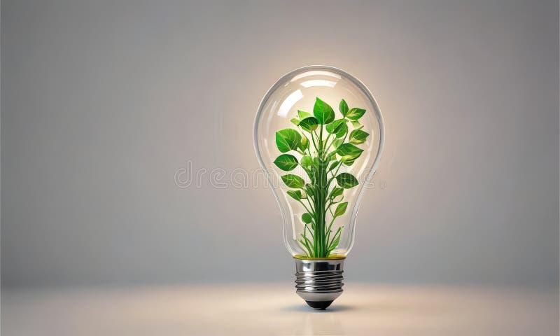 Light Bulb with Plant Growing Inside it is Illuminated from Below ...