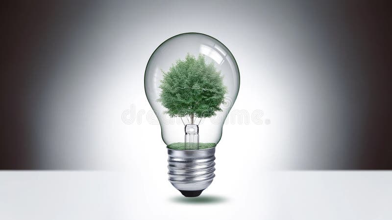 Light Bulb with a Plant Inside Green Energy Concept Stock Illustration ...
