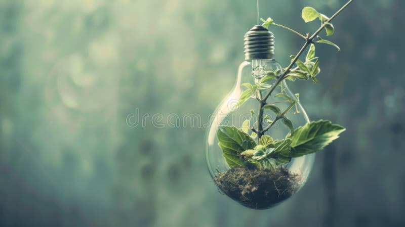 Light Bulb with Plant Inside Stock Image - Image of oxygen, biology ...