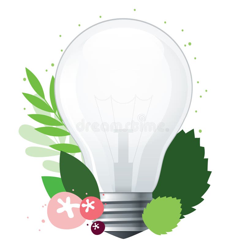 Light bulb with plants stock vector. Illustration of growth - 27459200