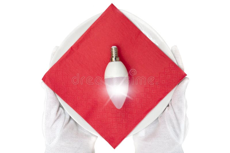 Light Bulb on a Plate As a Gift - a Creative Solution Stock Photo ...