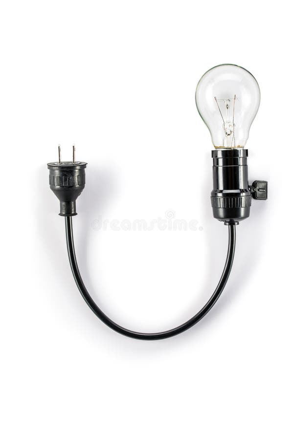 Light Bulb with Plug and Lamp Holder, Cable Tungsten Stock Photo ...