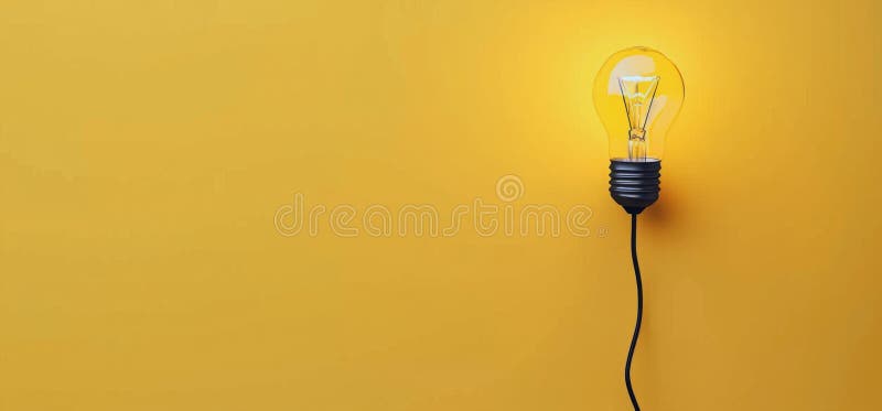 Light Bulb Plugged in To Yellow Wall Stock Photo - Image of friendly ...