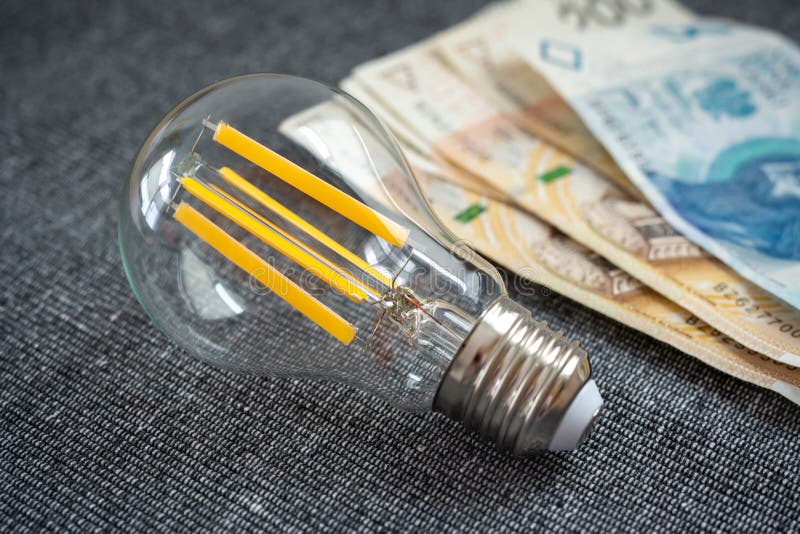 Light Bulb with Polish Money. Energy Saving Concept Stock Photo - Image ...