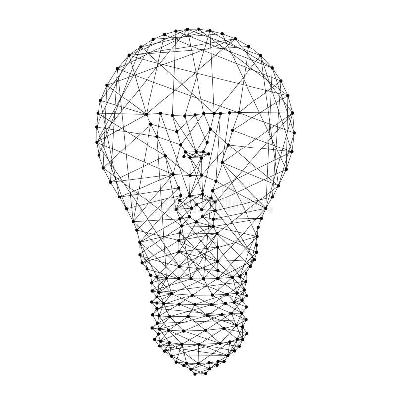 Light Bulb from Polygonal Black Lines and Dots. Vector Illustration ...