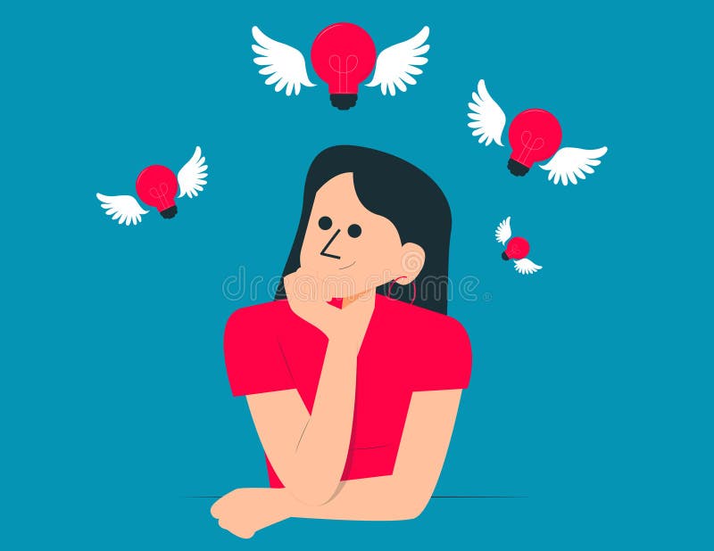 Light Bulb Positive with Wing Flying Freedom from Person. Freedom of ...