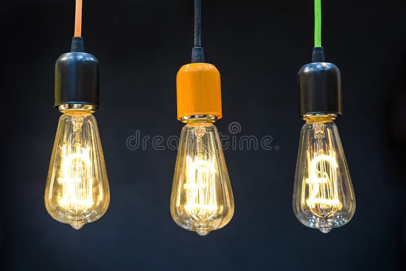 Light Bulb with Pound Sterling Symbol. Stock Image - Image of light ...