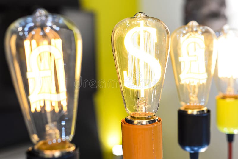 Light Bulb with Pound Sterling Symbol. Stock Image - Image of ...