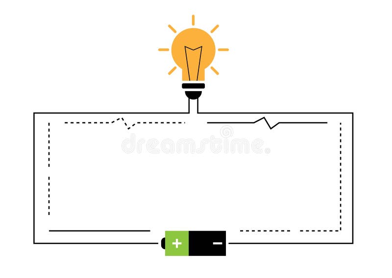 Light Bulb Powered by Battery Electric Circuit Scheme Frame Stock ...