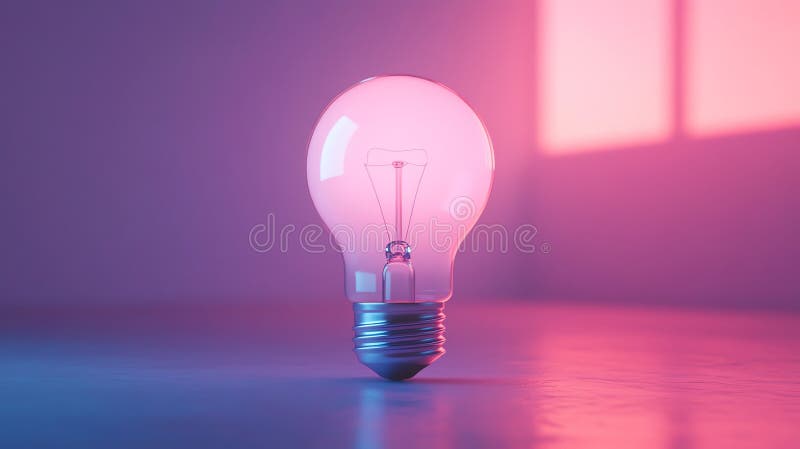 Light Bulb on Purple and Pink Gradient Background Stock Photo - Image ...