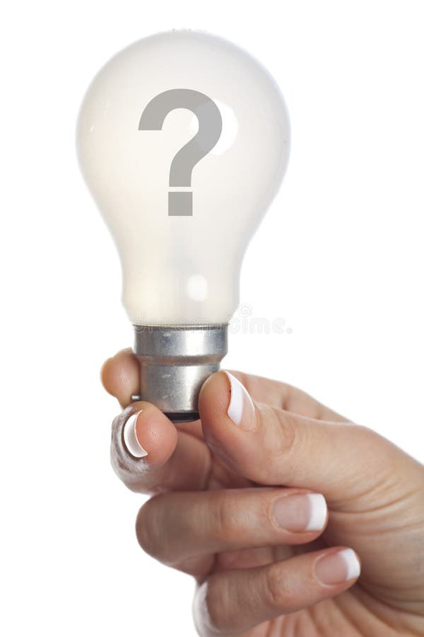 Hand With Light Bulb And Question Mark Stock Image - Image of lightbulb ...