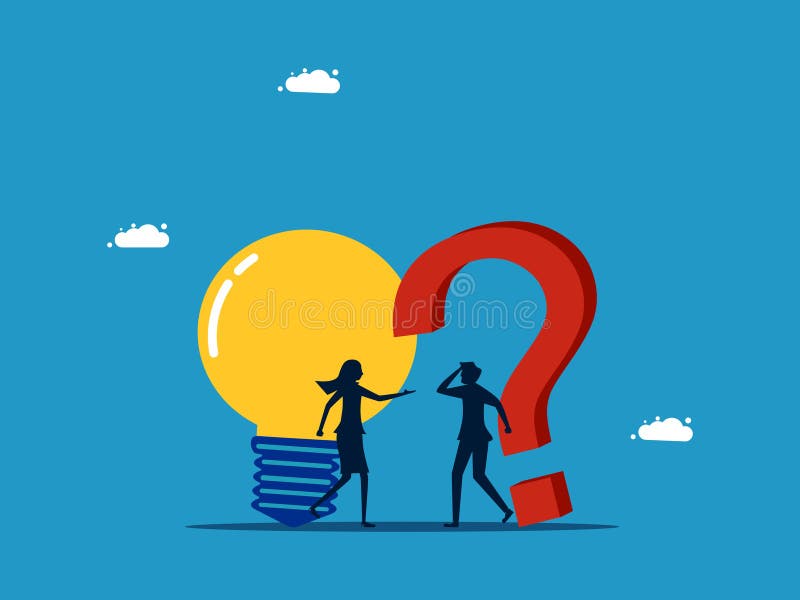 Light Bulb and Question Mark. Business People Solve Problems by ... Light Bulb and Question Mark. Business People Solve Problems by ...