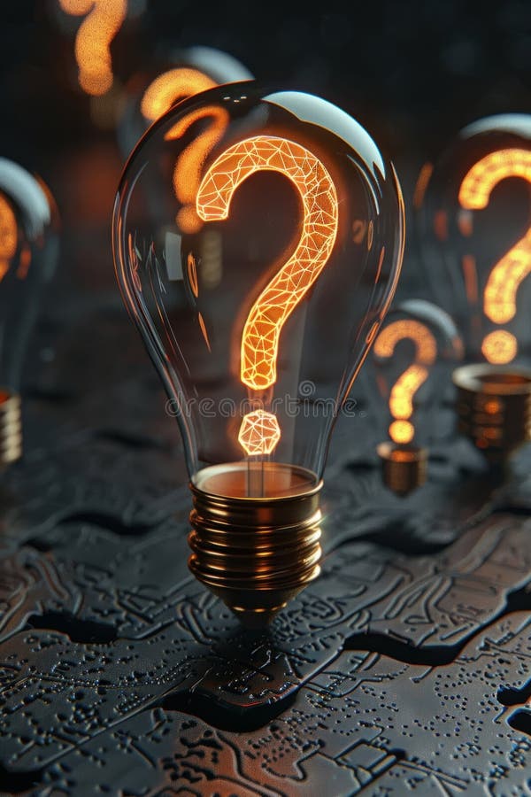 Light Bulb with a Question Mark Inside Stock Photo - Image of wonder ...