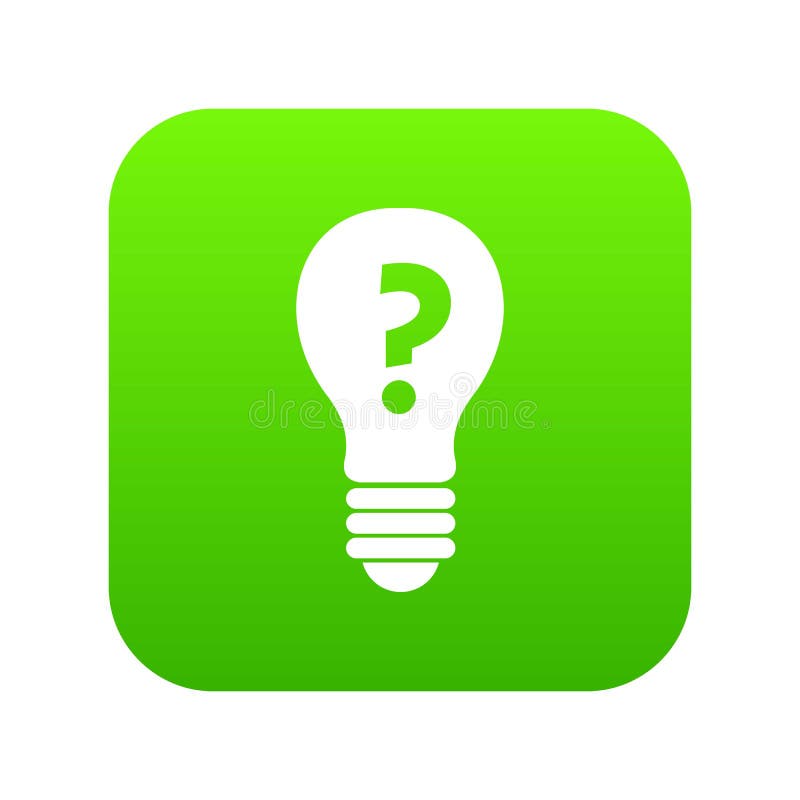 Light Bulb with Question Mark Inside Icon Digital Green Stock Vector ...