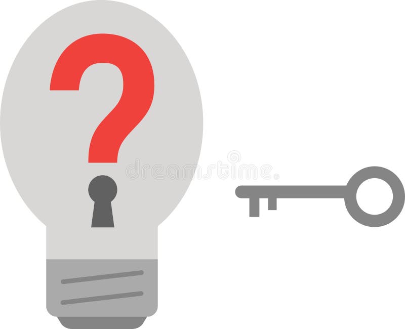 Light Bulb with Question Mark and Key. Stock Vector - Illustration of ...