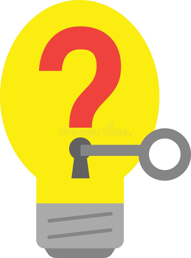 Light Bulb with Question Mark and Key. Stock Vector - Illustration of ...