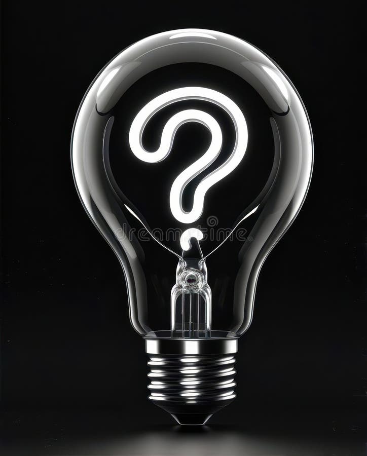 A Light Bulb with a Question Mark on it Stock Image - Image of wonder, energy: 396018893