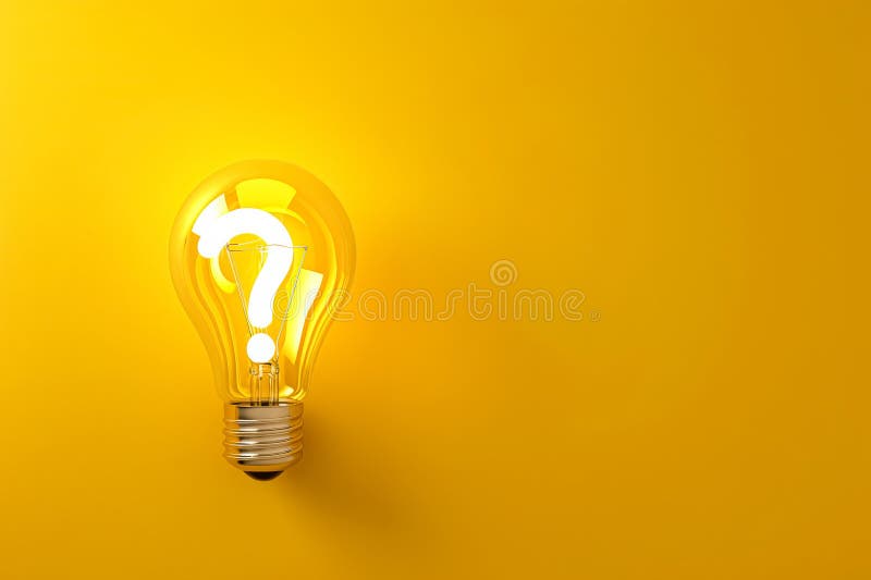 A Light Bulb with a Question Mark on it is Lit Up on a Yellow ...