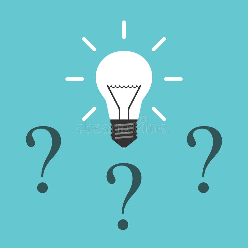 Light bulb, question marks stock vector. Illustration of learning ...