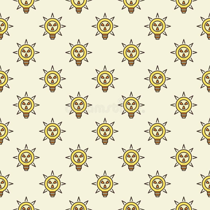 Light Bulb with Radiation Sign Vector Colored Seamless Pattern Stock ...