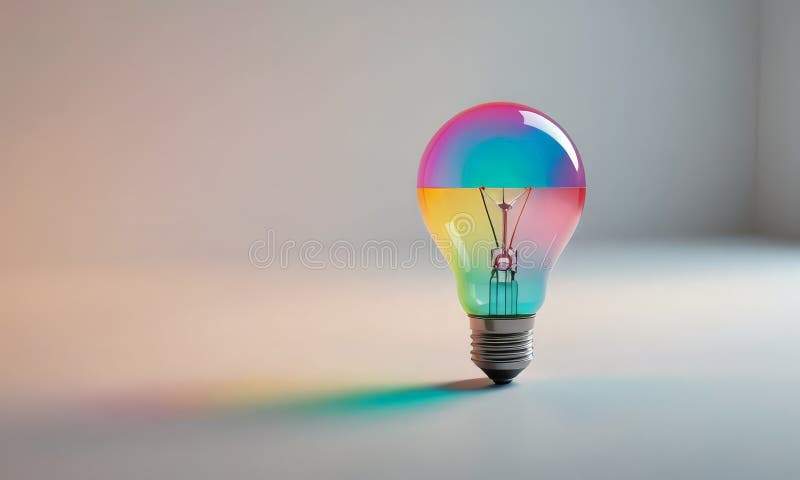 Light Bulb with Rainbow Colored Stock Illustration - Illustration of ...