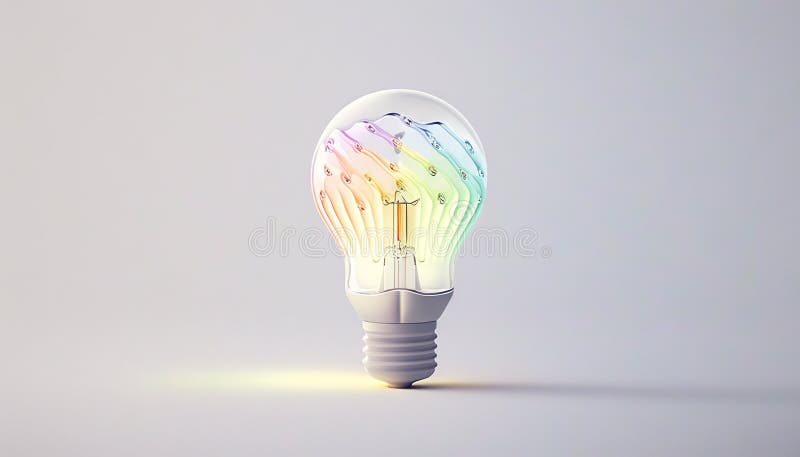 A Light Bulb with a Rainbow Colored Light Inside of it on a White ...