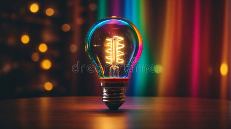 Rainbow Colored Lightbulb Stock Illustrations – 252 Rainbow Colored ...