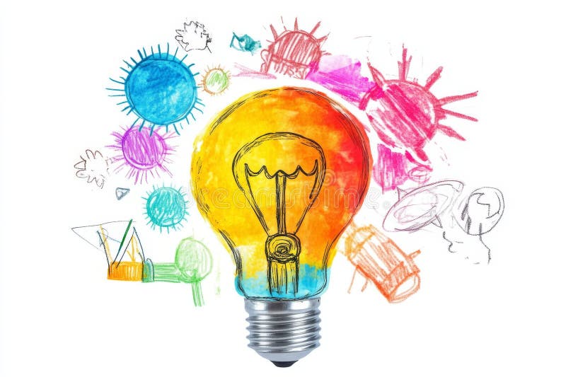 A Light Bulb with a Rainbow Colored Shade Stock Illustration ...