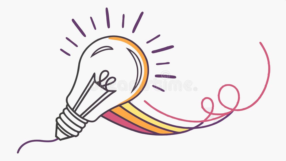Light Bulb with Rainbow Path, Creative Innovation Vector Design ...