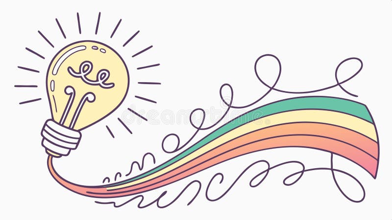 Light Bulb with Rainbow Rays, Bright Idea and Creative Spark Vector ...