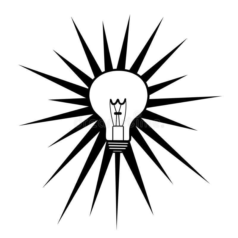 Light Bulb and Ray As a Silhouette Stock Vector - Illustration of ...