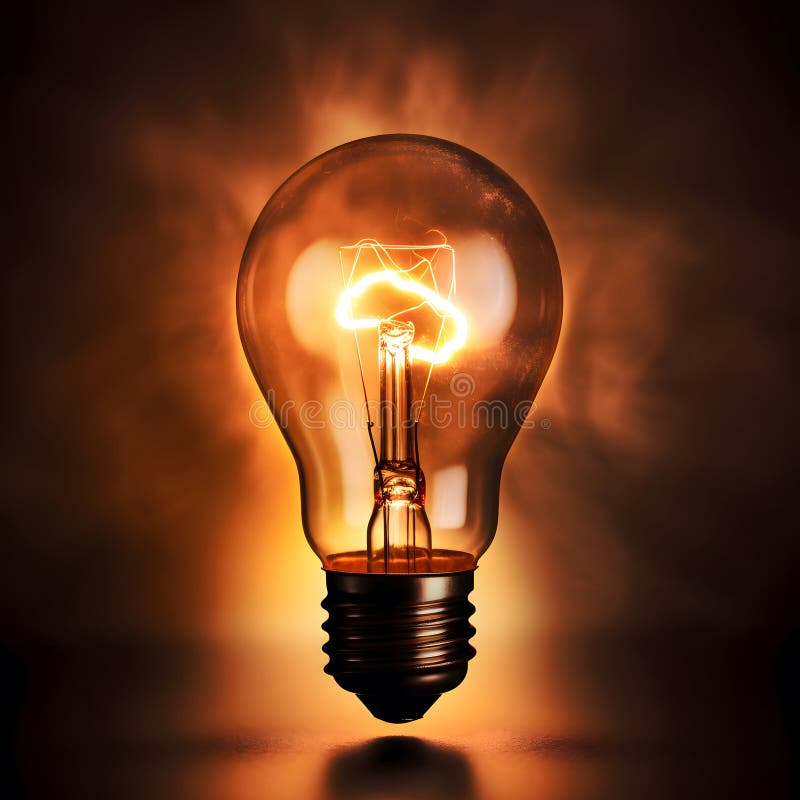Light Bulb with Rays Shine Created with Fire Stock Illustration ...