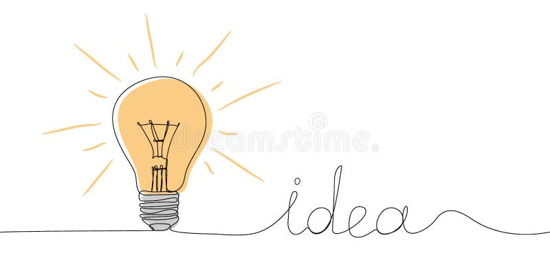 Light Bulb with Rays Shine and Idea Text Stock Vector - Illustration of ...