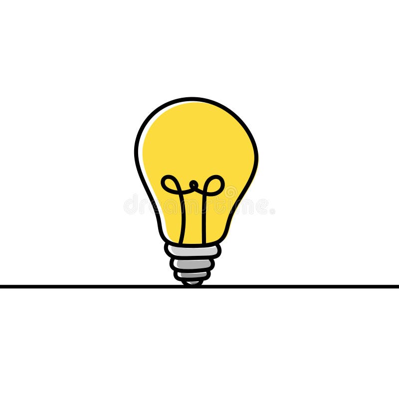 A Light Bulb with Rays is Shining. Cartoon Style. Flat Style. Hand ...