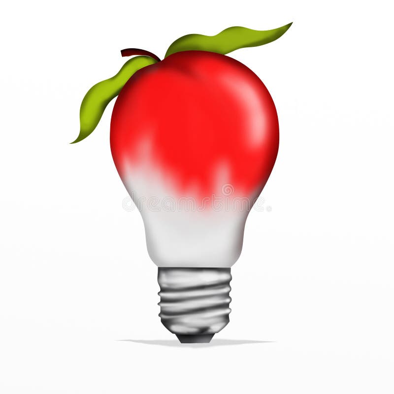 Light bulb and red apple stock illustration. Illustration of isolated ...