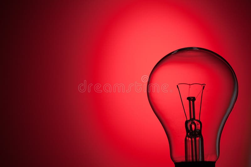 Light Bulb On Red Background Stock Photo - Image of electricity ...