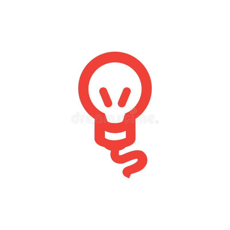 Light Bulb Red Icon on White Background. Red Flat Style Vector ...