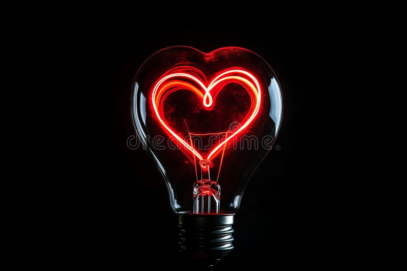 Light Bulb Red Illuminated Heart Inside Stock Photos - Free & Royalty ...