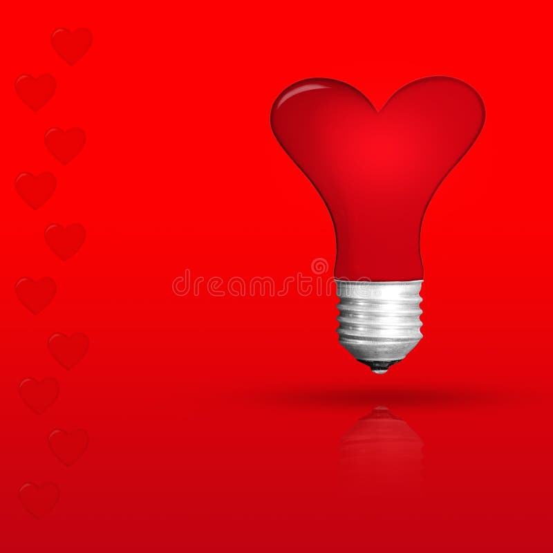 Light Bulb Red Love Heart , Realistic Photo Image on Stock Illustration ...