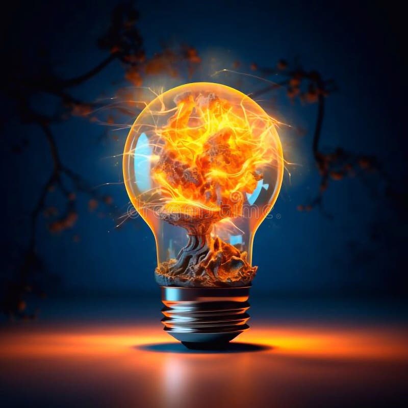 Light Bulb with Red Splashes of Paint. Watercolor Style. Grunge. Stock ...