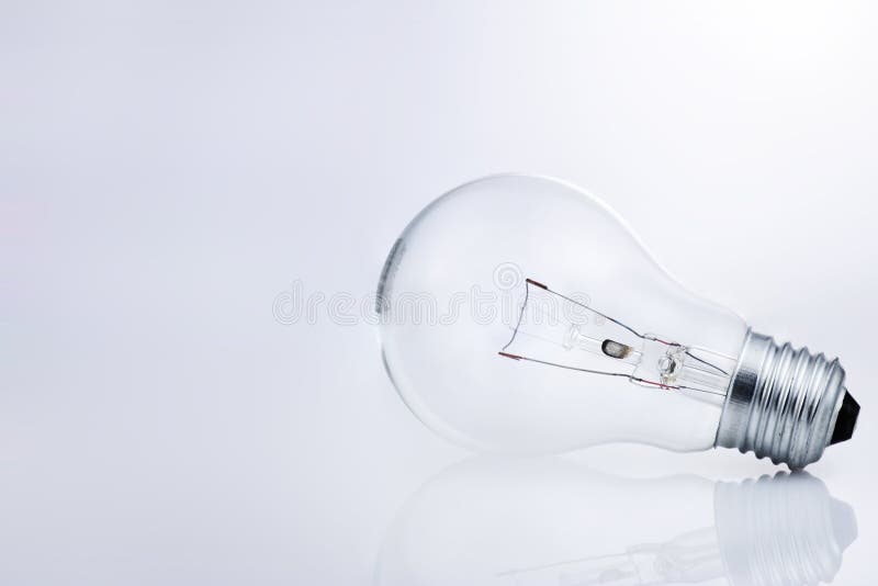 Light Bulb with Reflection on White. Stock Image - Image of power ...
