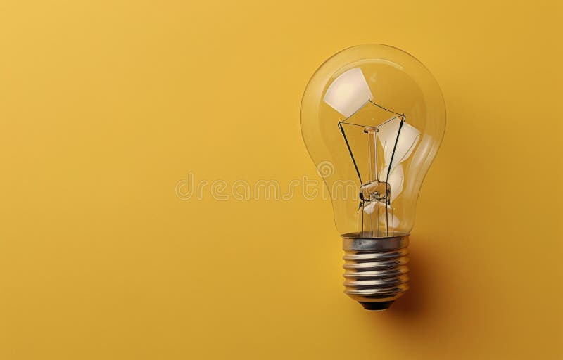 Light Bulb on Yellow Surface Stock Image - Image of design ...