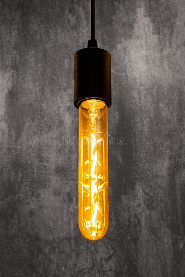 Light Bulb in Retro Style. Front View, Indoors Vertical Shot Stock ...