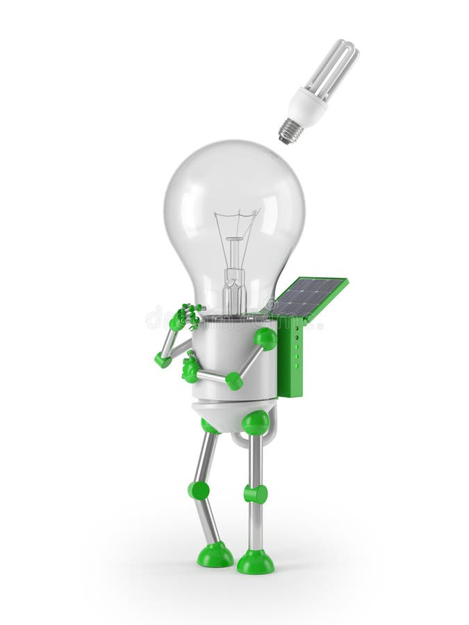 Solar Powered Light Bulb Robot - Blank Billboard Stock Illustration ...