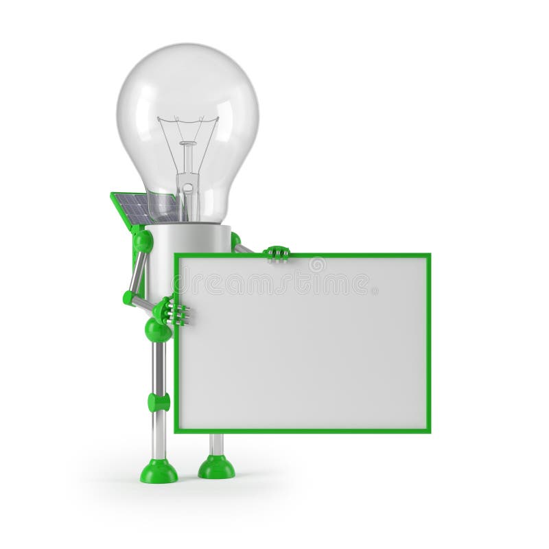 Light bulb robot - sign stock illustration. Illustration of renewable ...