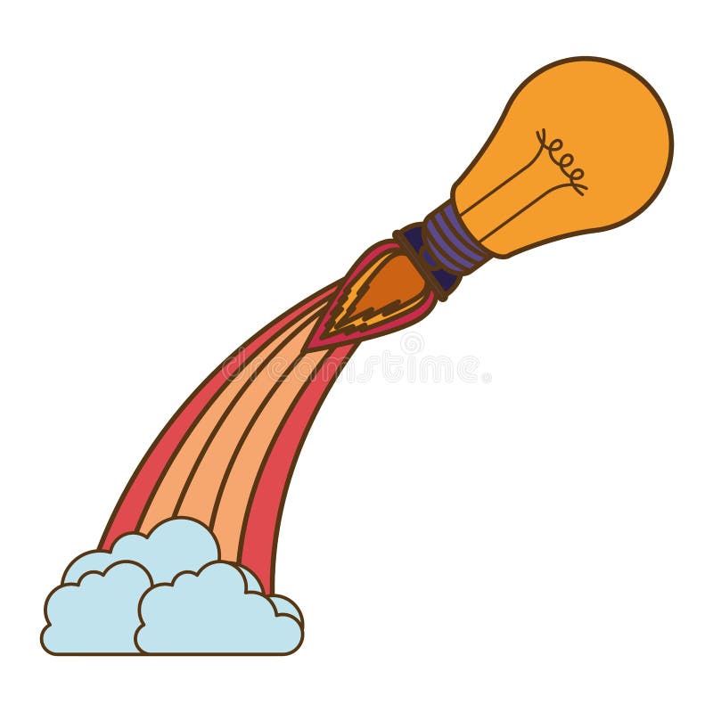 Light Bulb with Rocket Isolated Icon Stock Vector - Illustration of ...